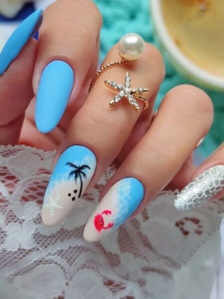 Stunning Blue Beach Nails - Top 21 Summer Manicure Ideas