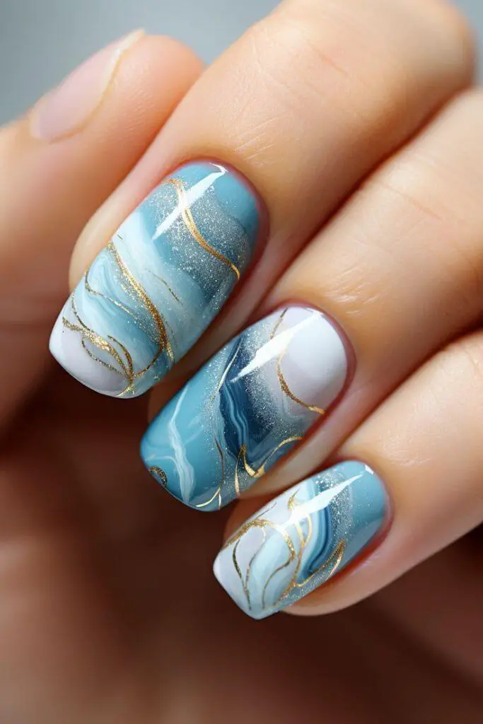 Stunning Blue Beach Nails - Top 21 Summer Manicure Ideas