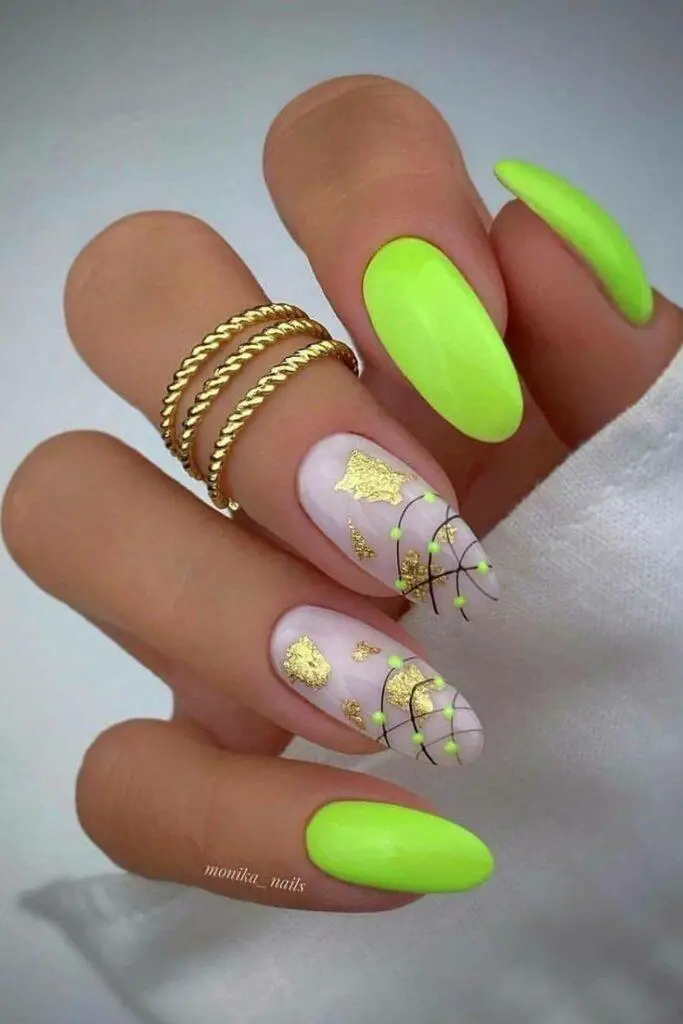 Neon Nails - Trendy Short Almond Nail Art for a Bright Summer Look
